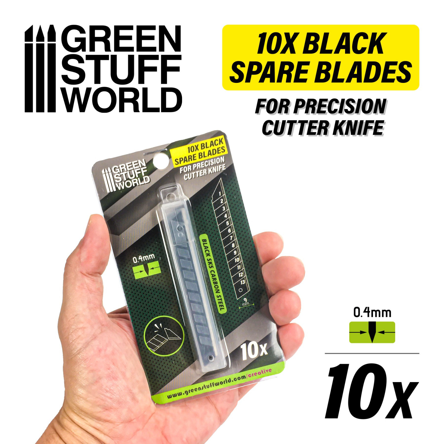 10x Black spare blades 9mm - GSW