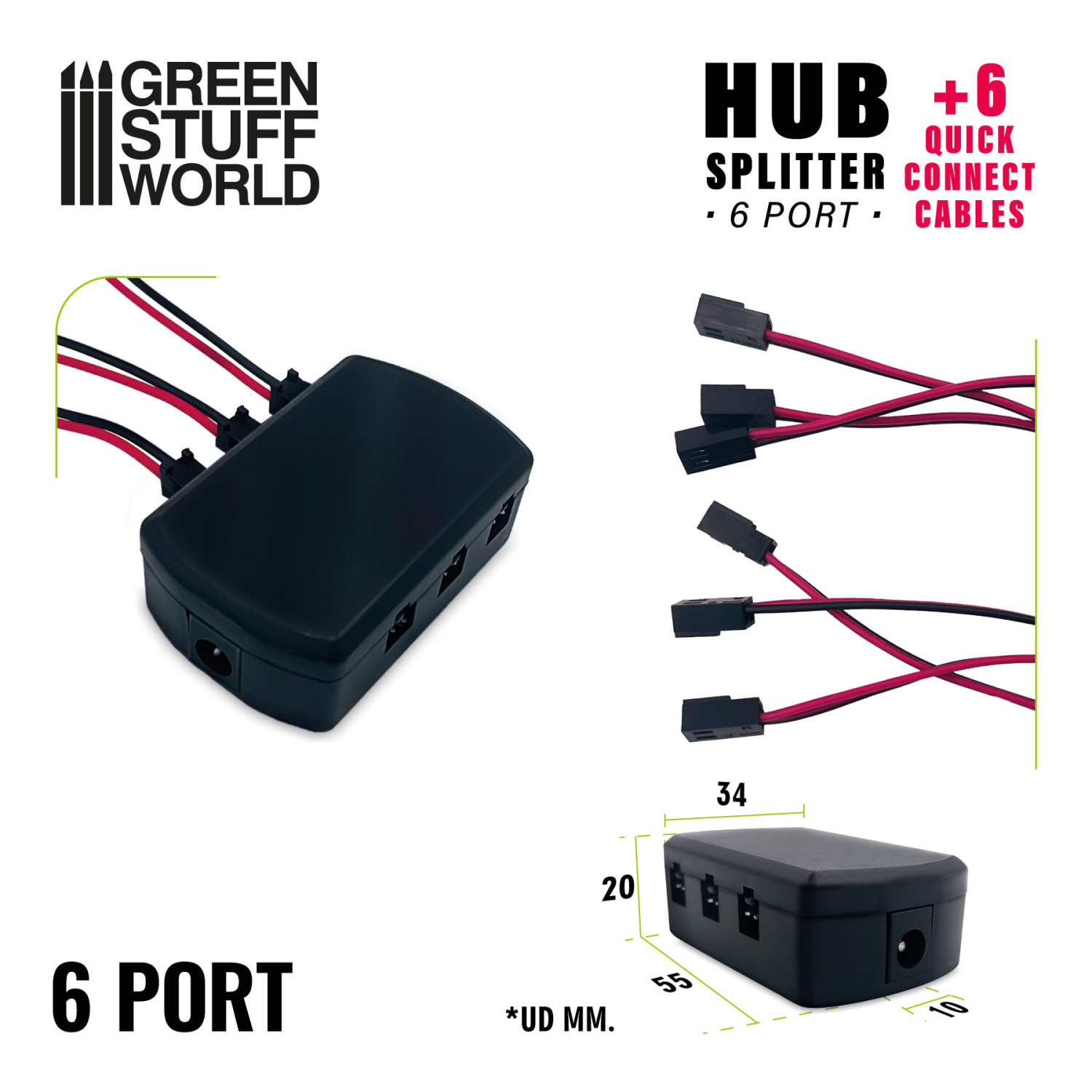Repartidor HUB de 6 puertos + 6 cables de conexión rápida | - GSW