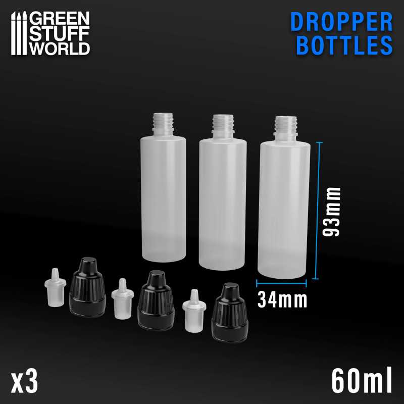Empty Dropper Bottles 60ml Pack x3 | - GSW