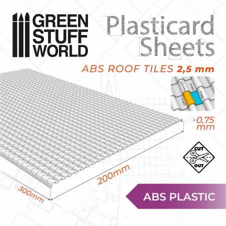 ABS Plasticard - ROOF TILES Textured Sheet - A4 | - GSW