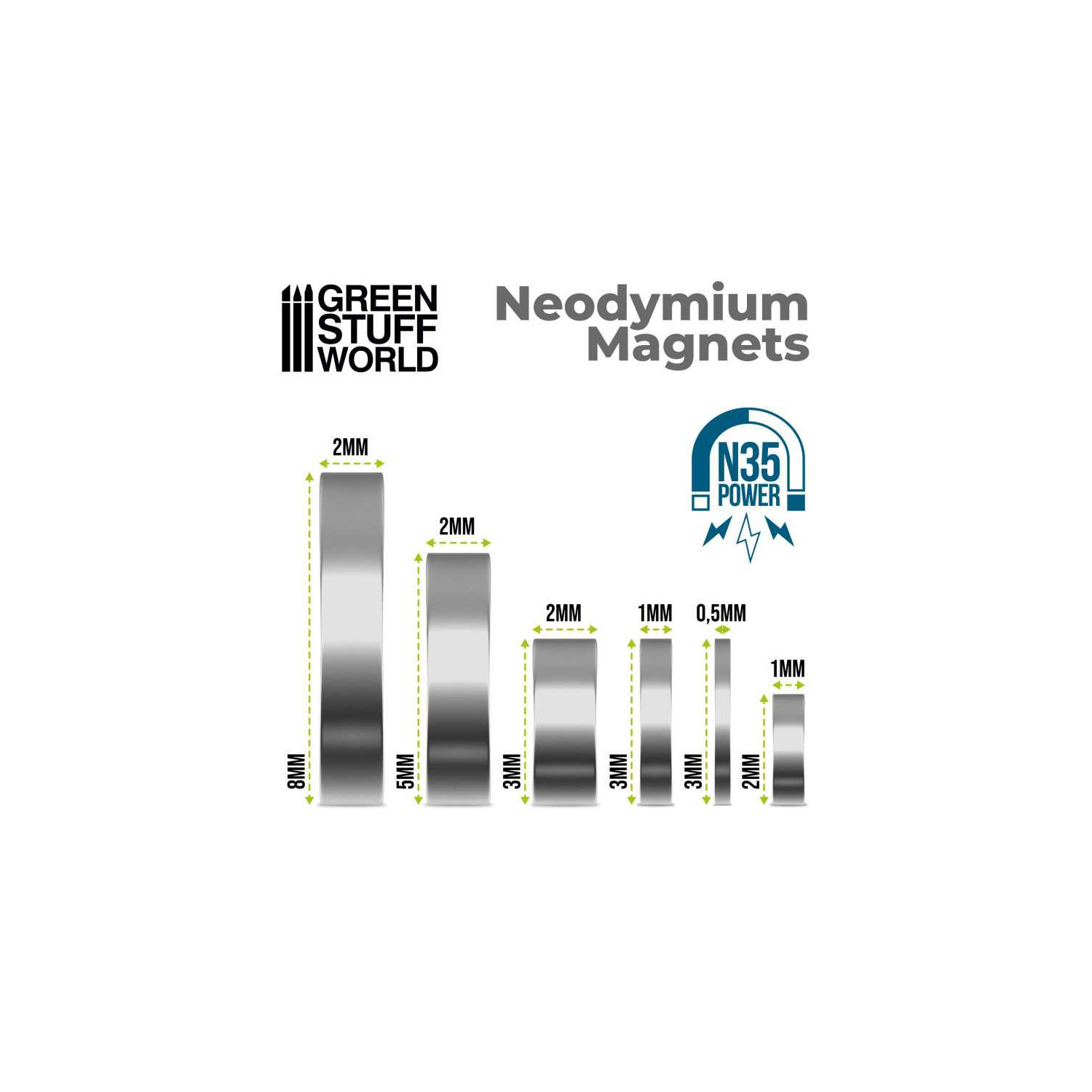 Magneti Neodimio 8x2mm - 50 unità (N35) | - GSW