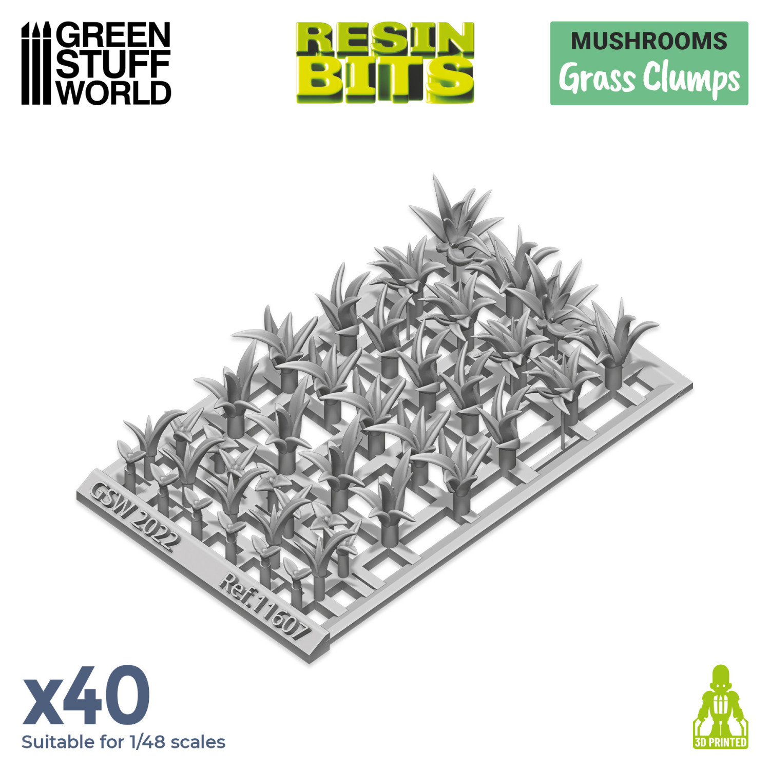 3D printed set - Grass Clumps 1:48-1:35 - GSW