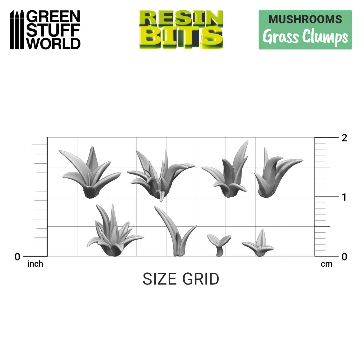 3D printed set - Grass Clumps 1:48-1:35 - GSW