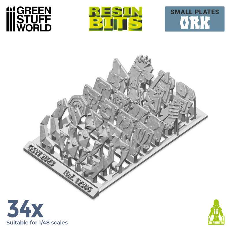 3D printed set - Small Ork plates 1:48 | Ork bits - GSW
