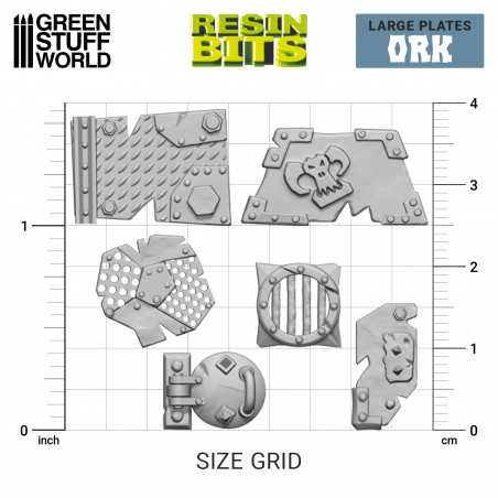 3D printed set - Large Ork plates 1:48 | Ork bits - GSW