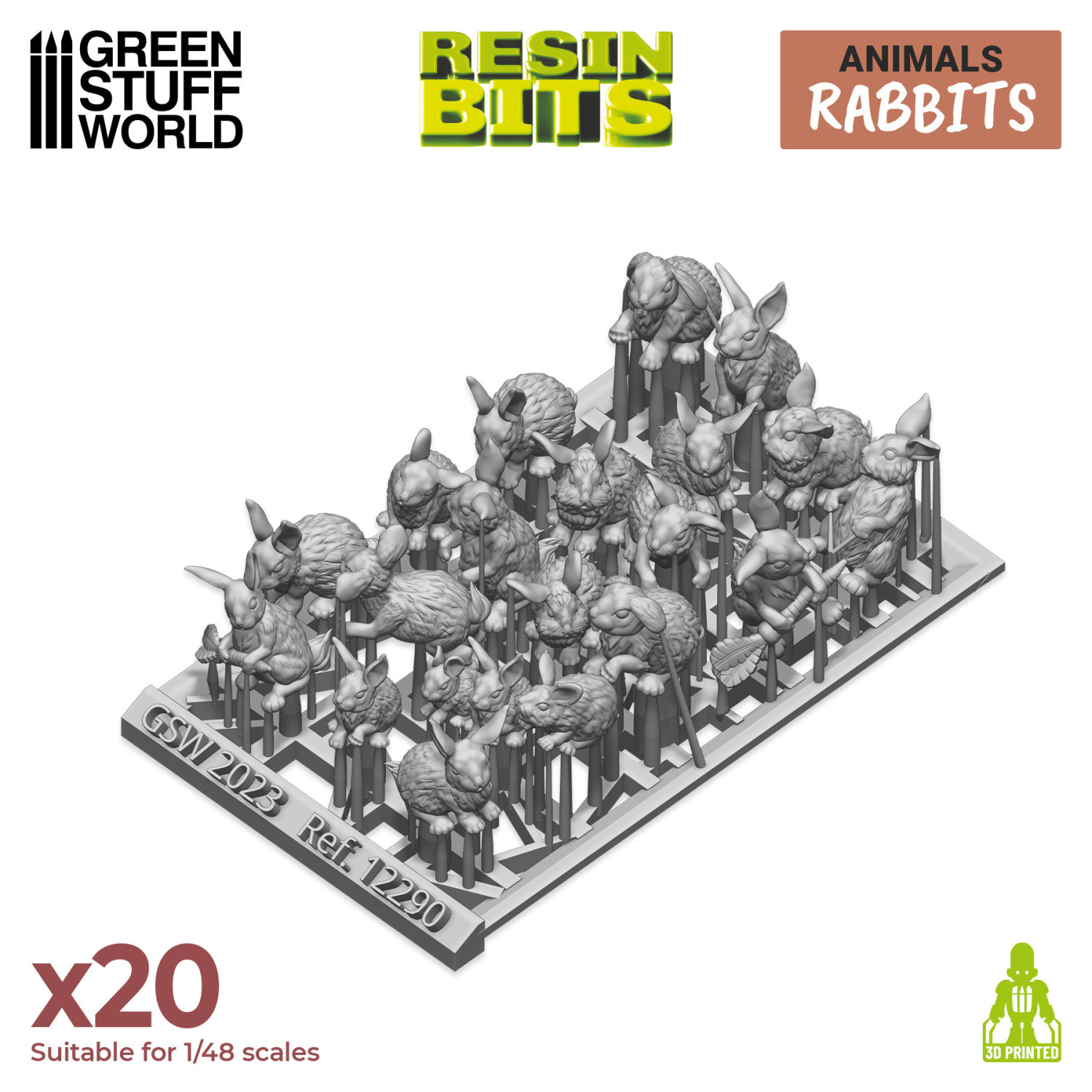 Rabbits Resin Set 1:48 | Animal resin bits - GSW