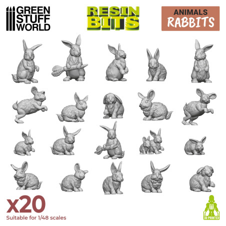 Rabbits Resin Set 1:48 | Animal resin bits - GSW