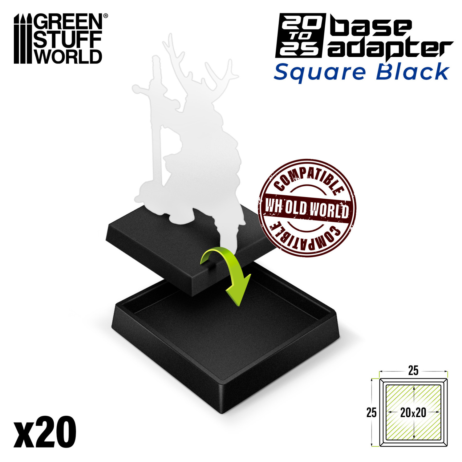 Plastic base adaptor 20 to 25mm | Adapter 20 to 25mm - GSW