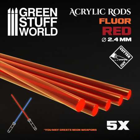 Acrylic Rods - Round 2.4 mm Fluor RED-ORANGE | - GSW