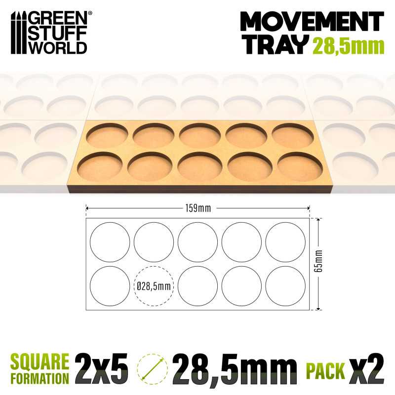 MDF Movement Trays 28.5mm 5x2 - Round | - GSW