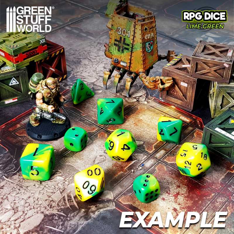 36x D6 12mm Dés de Jeu - Lime Marbre | - GSW