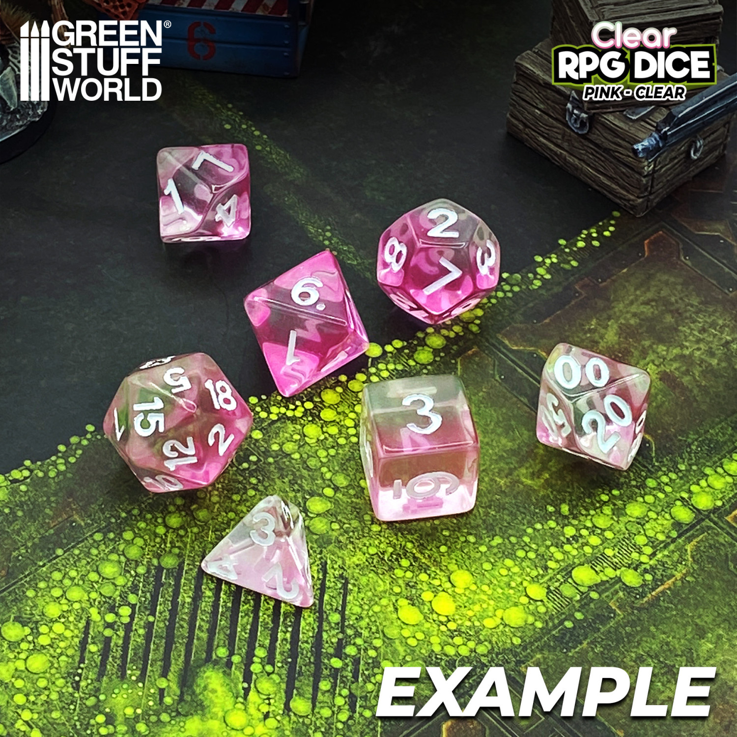 36x D6 12mm Dice - Clear Pink | - GSW