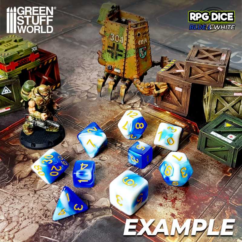 5x D20 20mm Dice - Blue White | - GSW