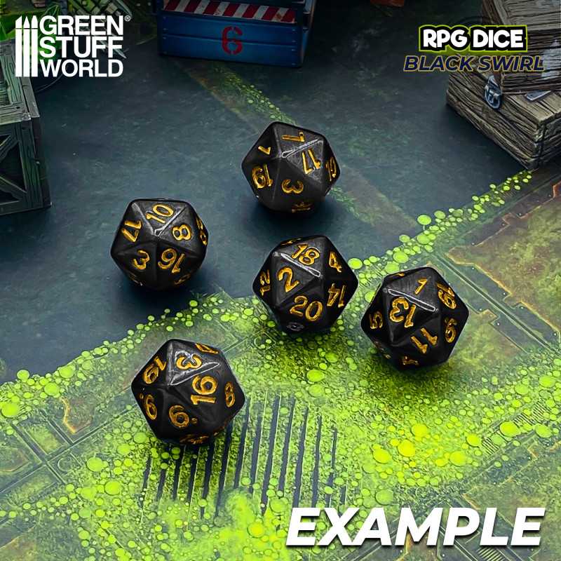 5x D20 20mm Dice - Blue - Black | - GSW