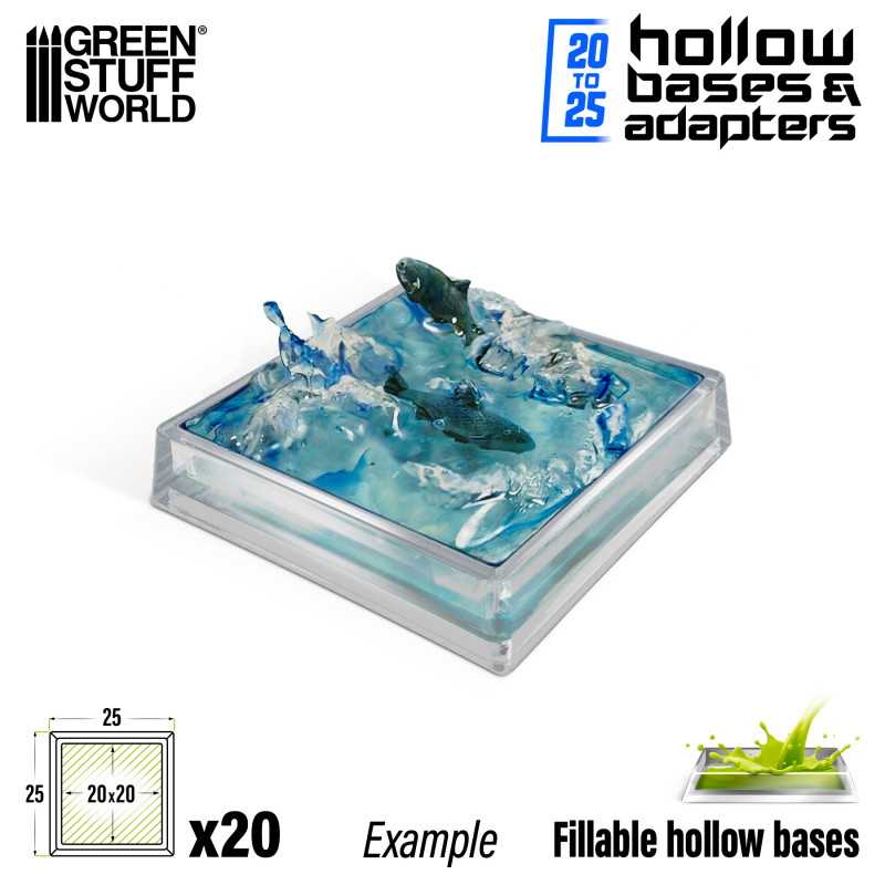 Plastic CLEAR Square Hollow Base 25mm | - GSW