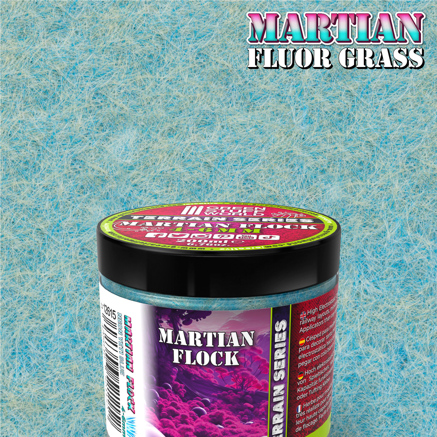 Mars-Fluor-Grasfasern 4-6mm - Neon Yeti Blue - 200ml | - GSW