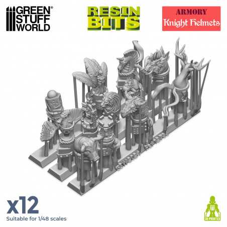 3D printed set - Old World Knight Helmets 1:48 - GSW