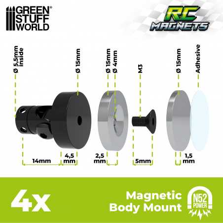 RC Magnetic Body Mount | RC Body Magnets - GSW
