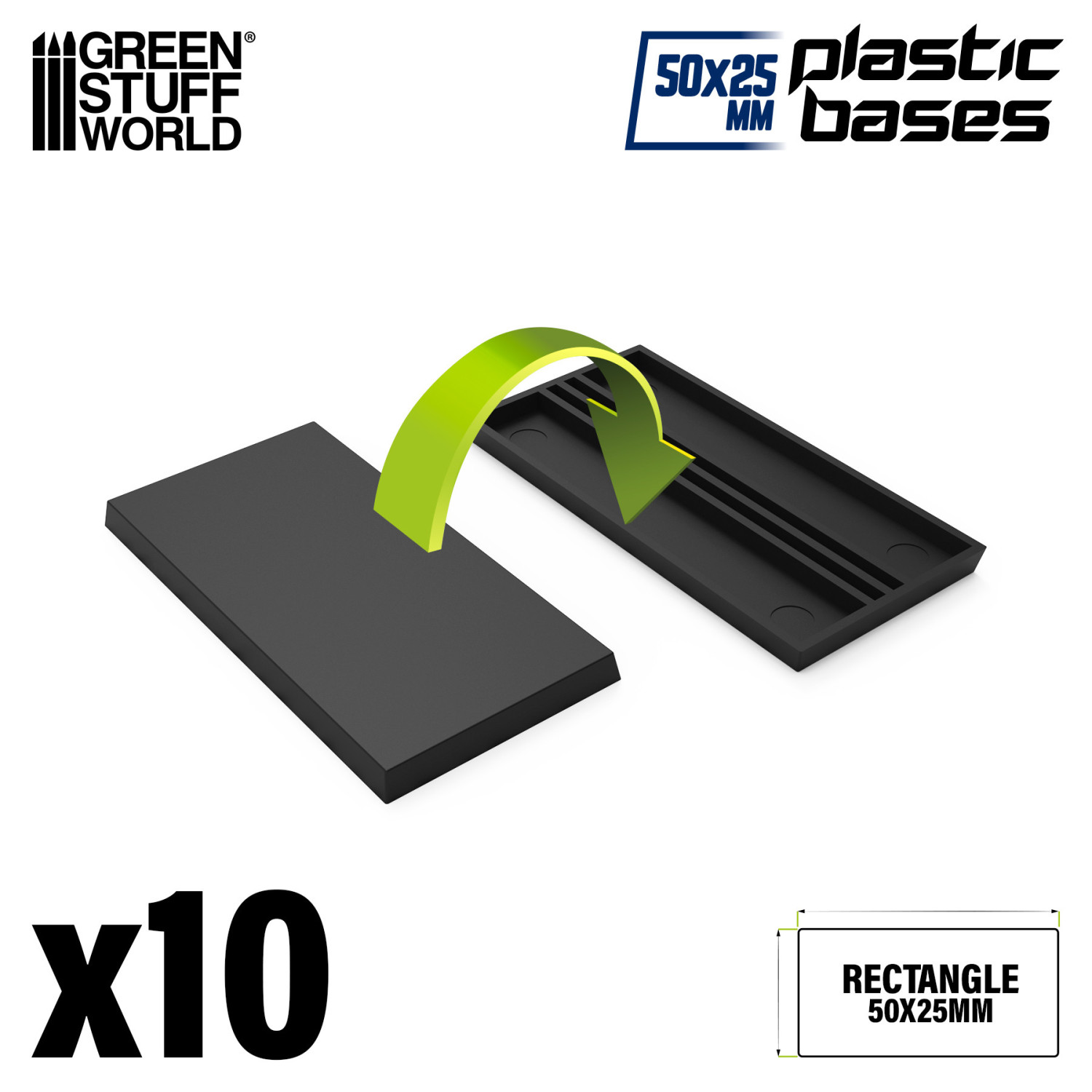 Plastic Rectangular Bases 25x50mm | - GSW