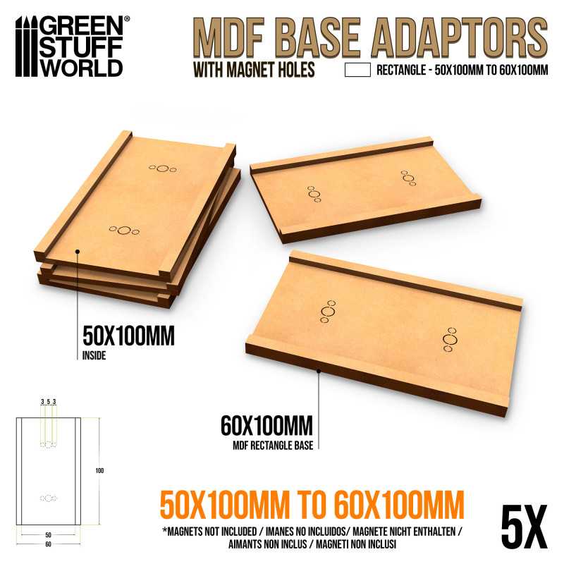 MDF Base adapter - Rectangular 50x100mm to 60x100mm | - GSW