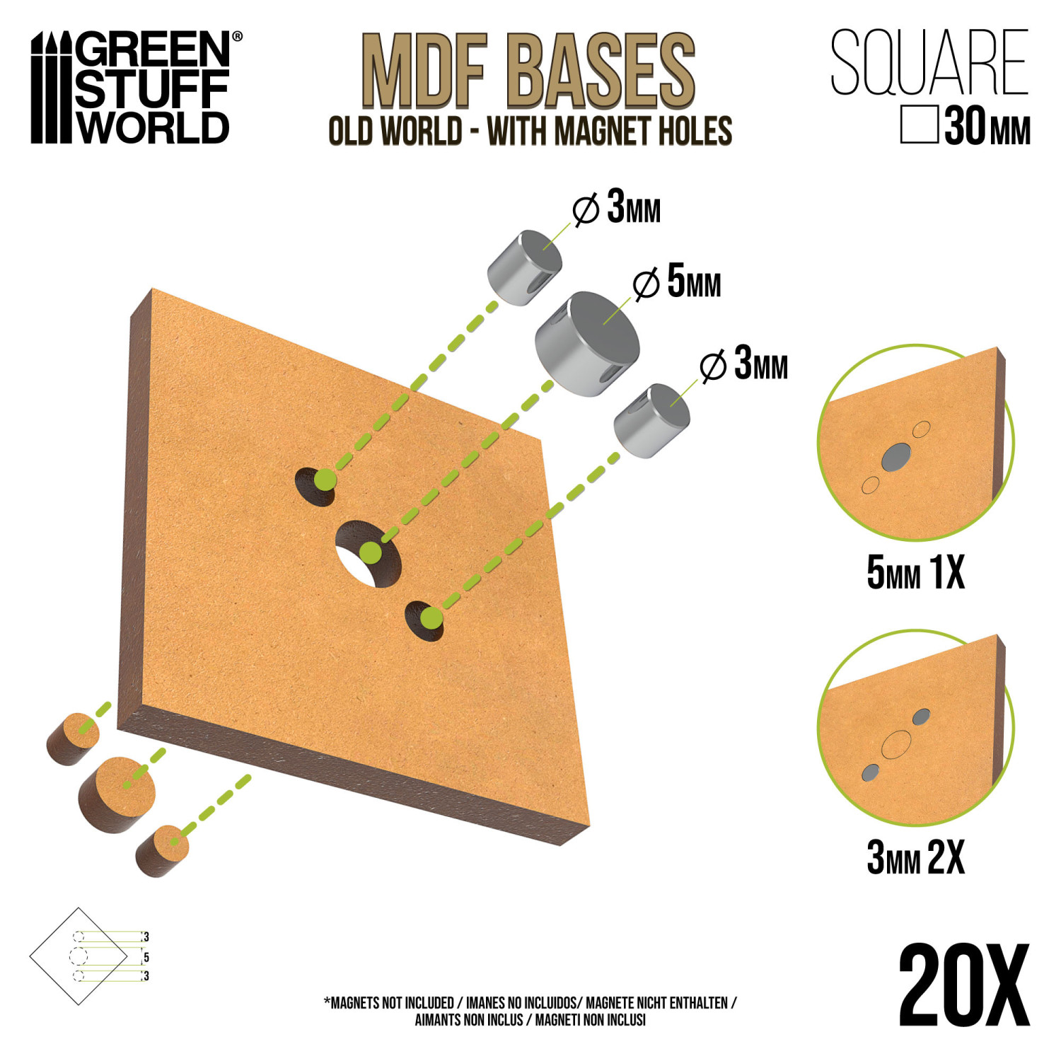 MDF Bases - 30 mm Square Bases - GSW