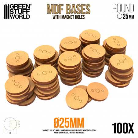 Socles ROND 25 mm en MDF (Pack x100) | - GSW