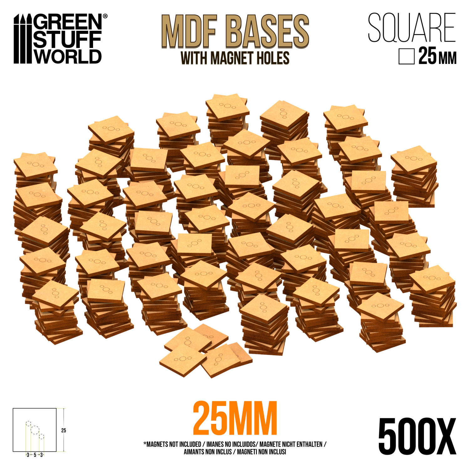 Basi in MDF - Quadrato 25 mm (Pack x500) | - GSW
