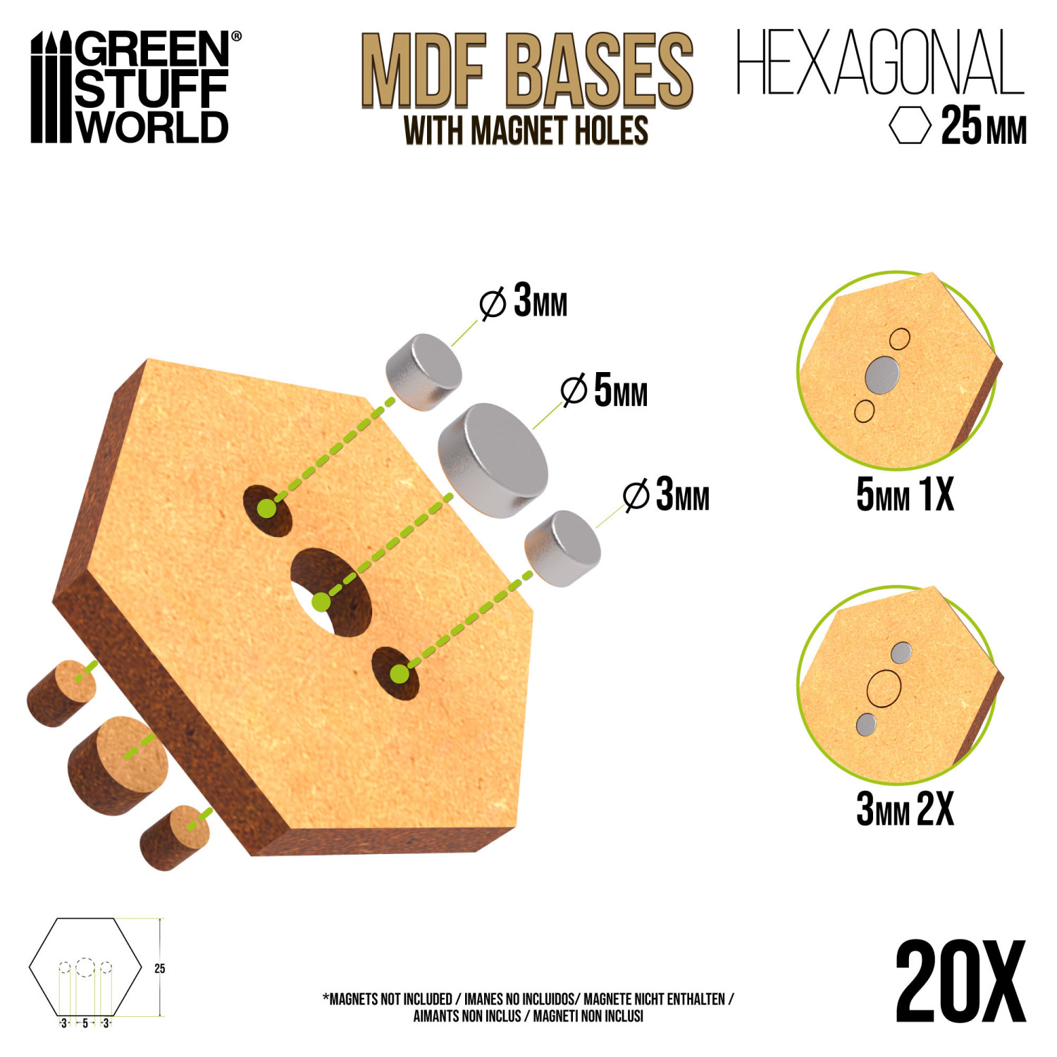 MDF Hex bases 25 mm | Hexagonal Bases - GSW