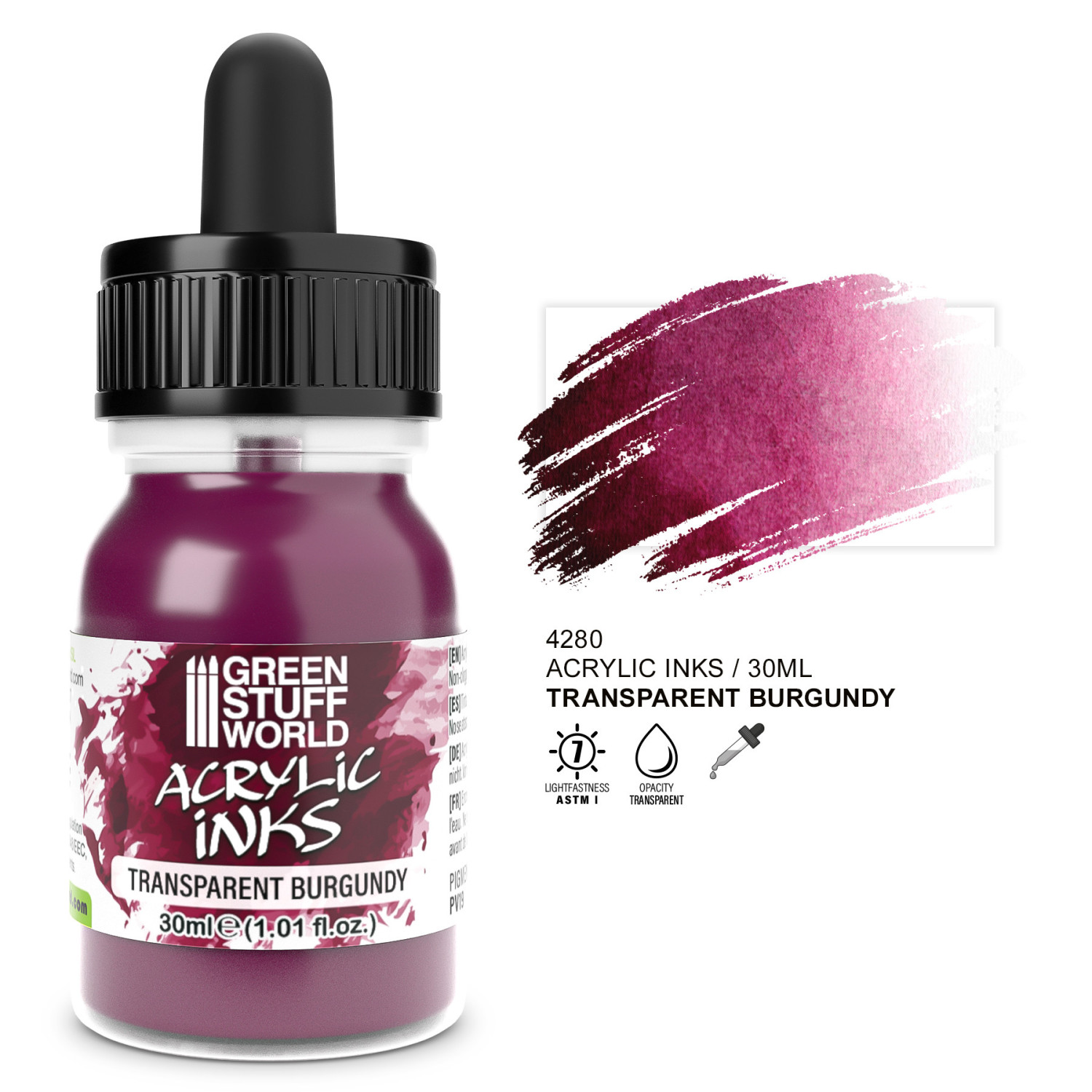 Transparent Acrylic Ink - Burgundy - GSW