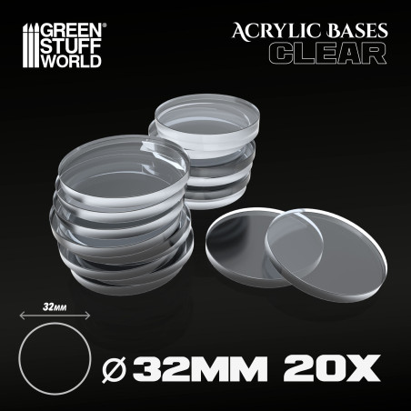 Acrylic Bases - Round 32 mm CLEAR | - GSW