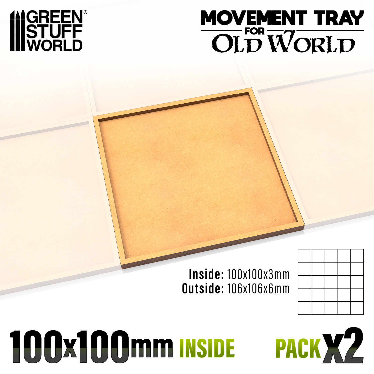 MDF Regimentsbases 20mm 5x5 | 100x100mm - GSW
