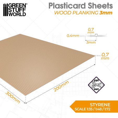 Plasticard - Wood Planking Textured Sheet - GSW