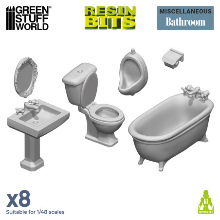 Resin Set Toilet and WC 1:48 - GSW