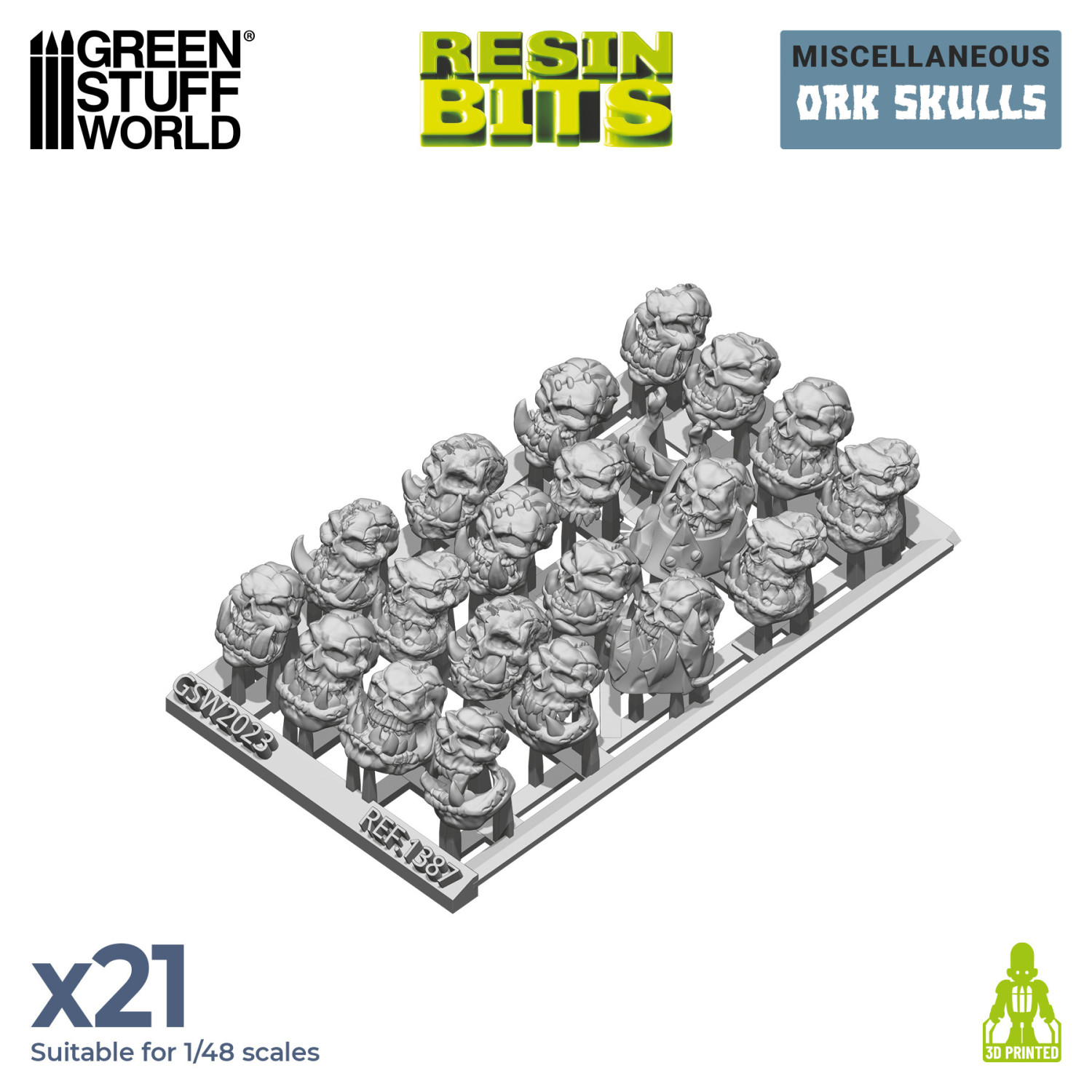 Ork Skulls 1:48 | Resin Orc skulls - GSW