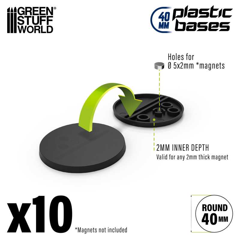 Plastic Bases - Round 40 mm BLACK | - GSW
