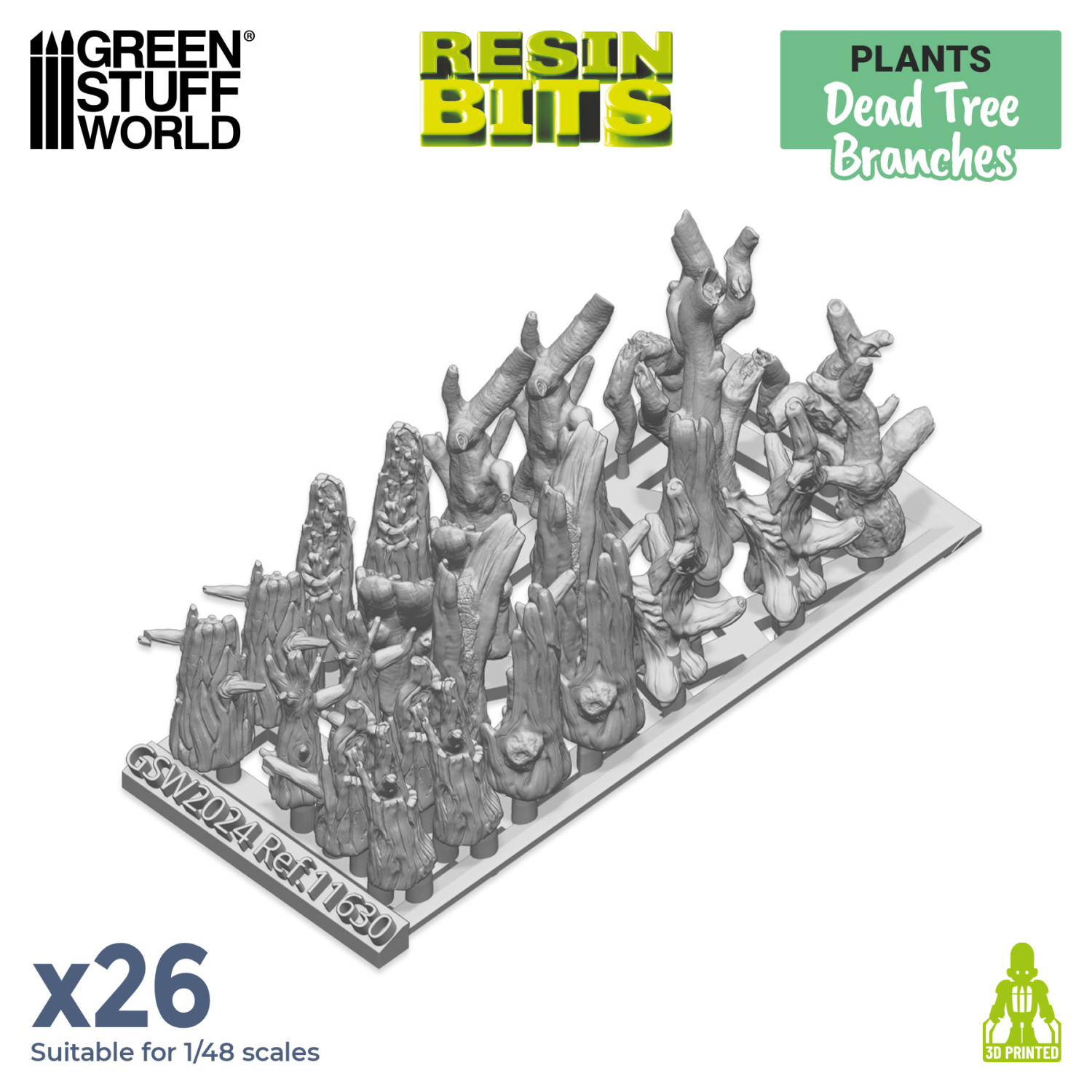 3D printed set - Dead Tree Bushes 1:48-1:35 - GSW