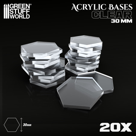 Socles Acryliques HEXAGONAL 30 mm Transparent | - GSW