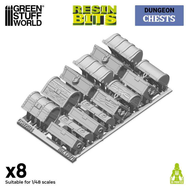 3D printed set - Dungeon Chests 1:48-1:35 | DnD Bits - GSW