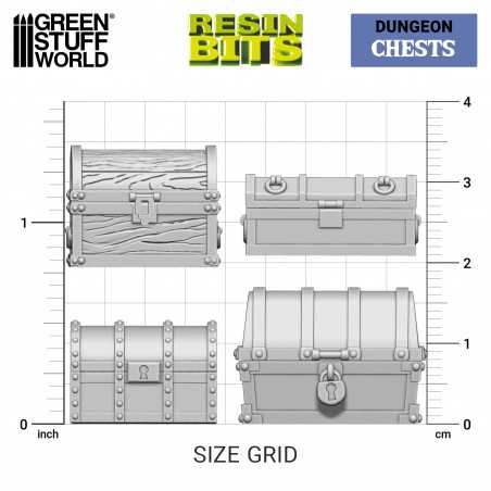 3D printed set - Dungeon Chests 1:48-1:35 | DnD Bits - GSW