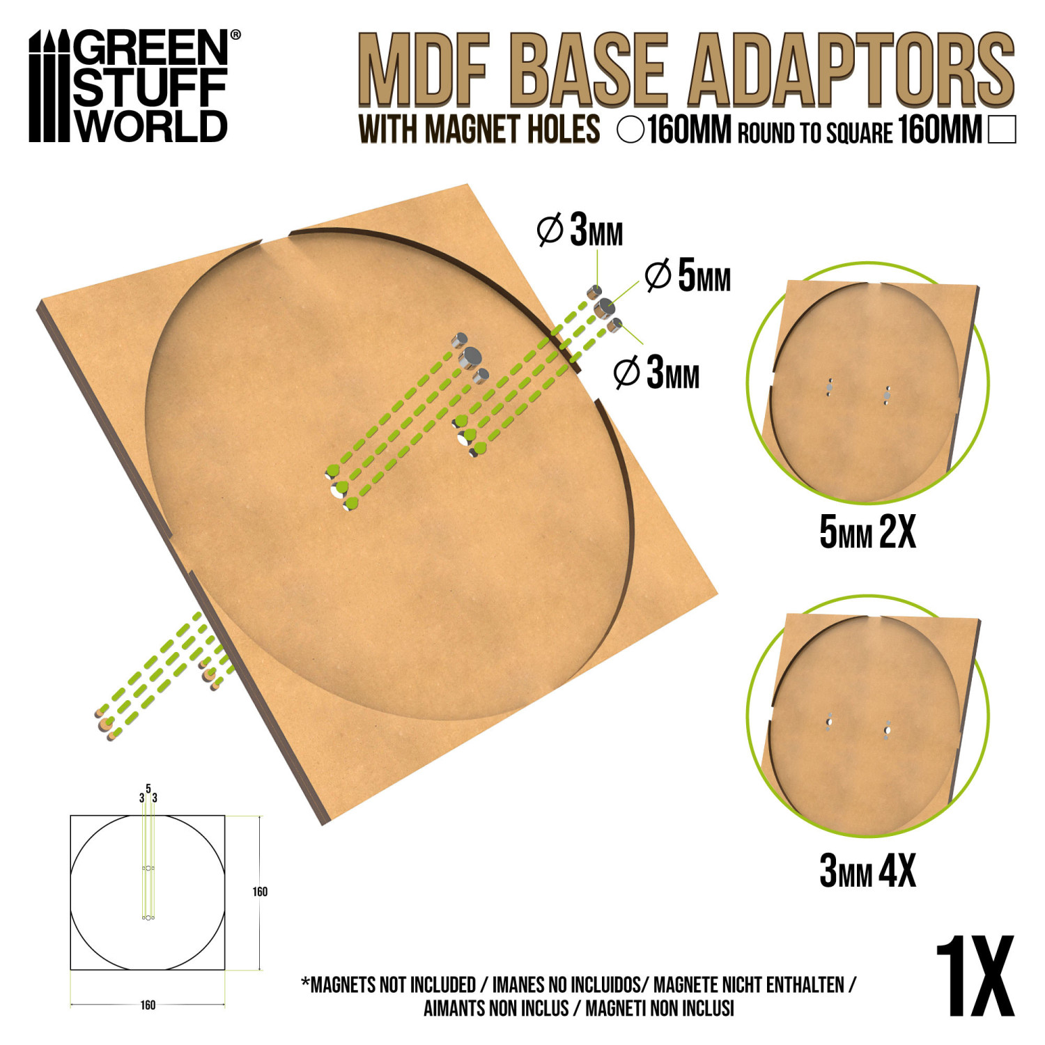 MDF Base adapter - Round 160mm to Square 160x160mm - GSW