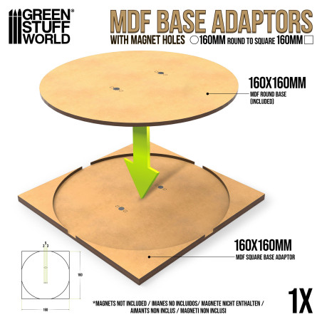 MDF Base adapter - Round 160mm to Square 160x160mm - GSW