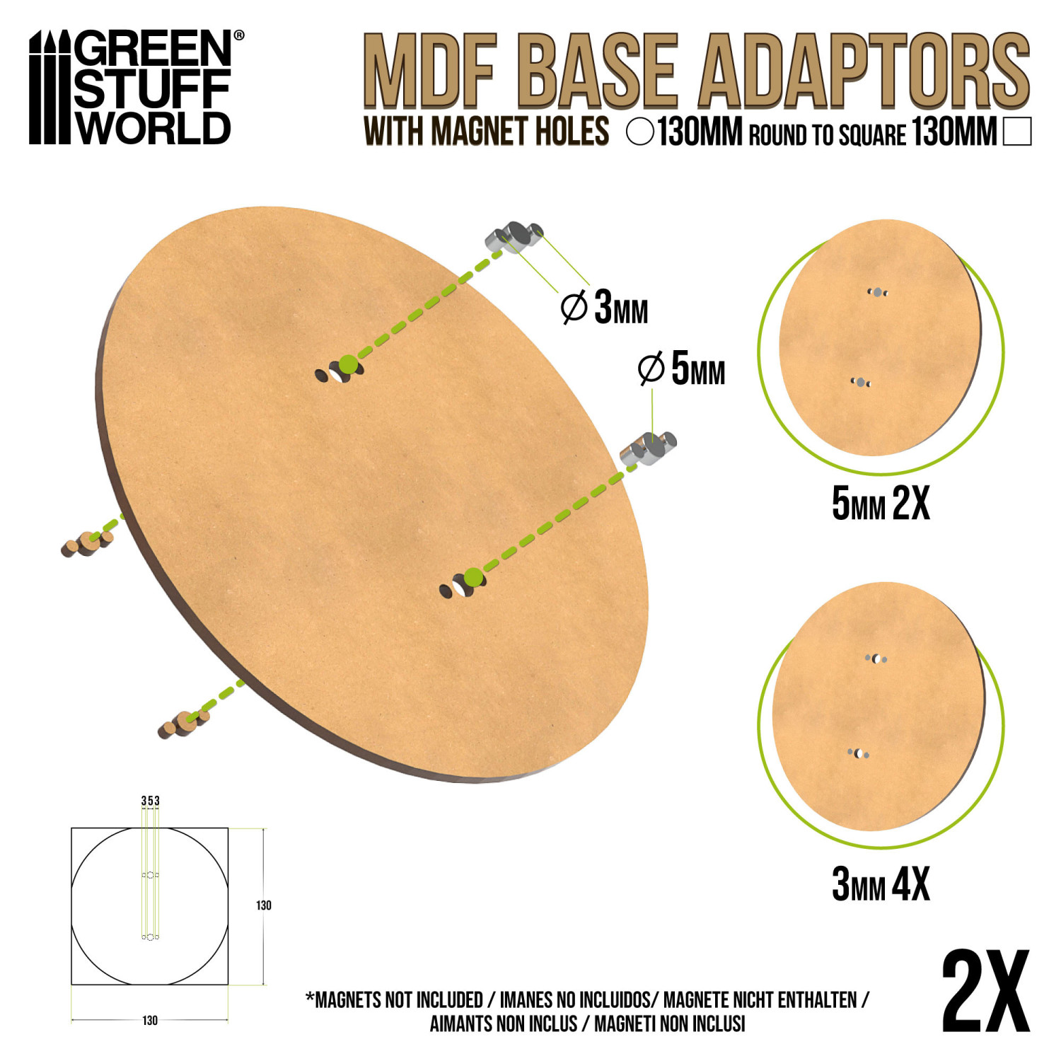 MDF Base adapter - Round 130mm to Square - GSW