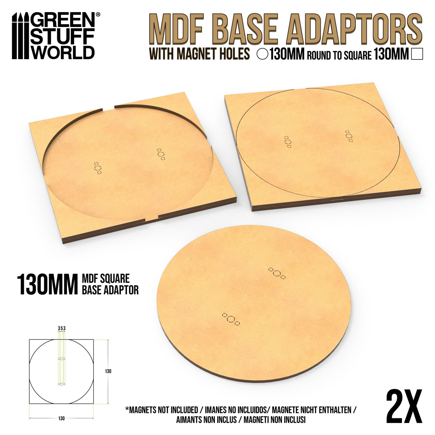 MDF Base adapter - Round 130mm to Square - GSW