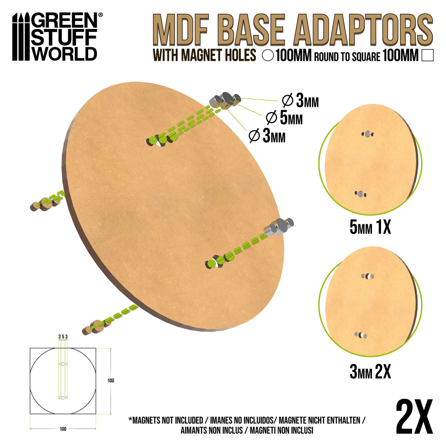 MDF Base adapter - Round 100mm to Square - GSW