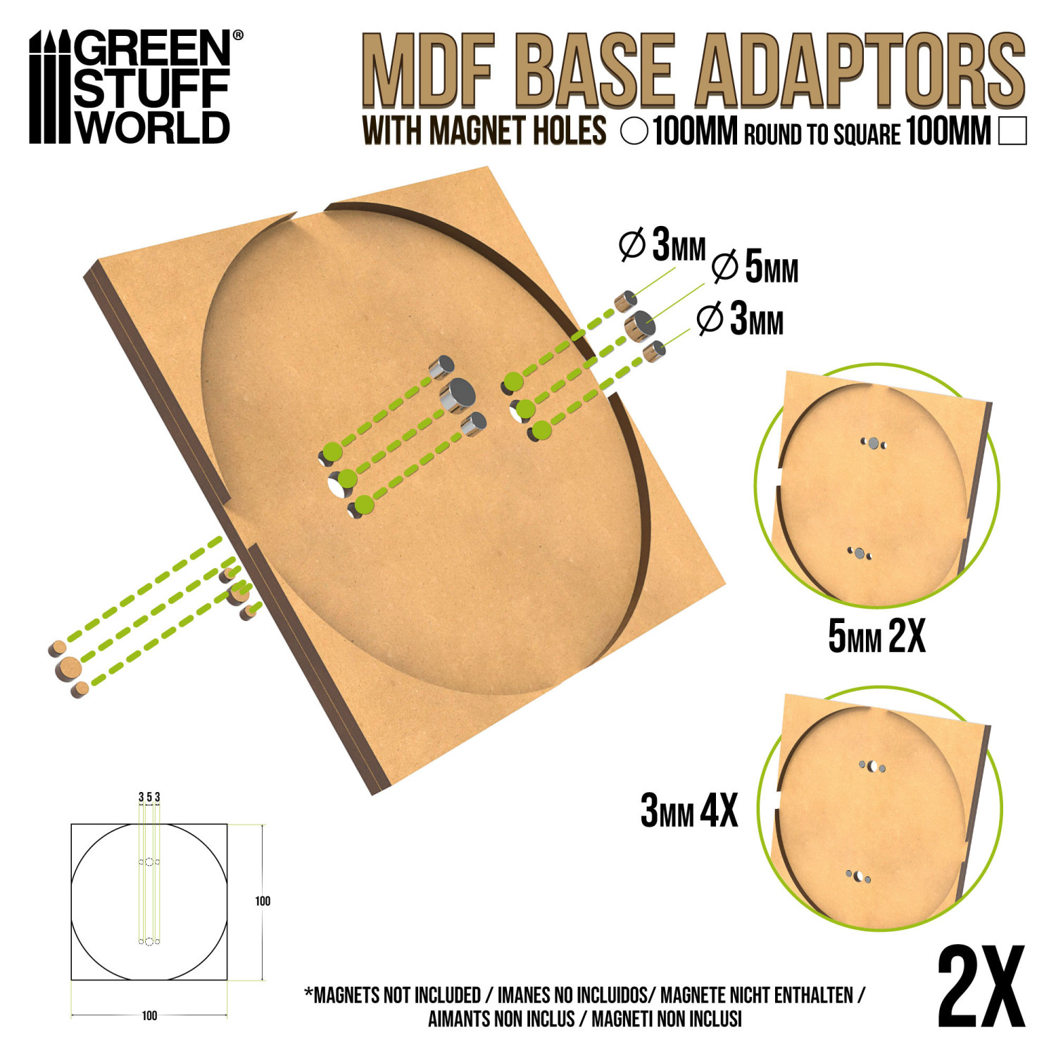MDF Base adapter - Round 100mm to Square - GSW