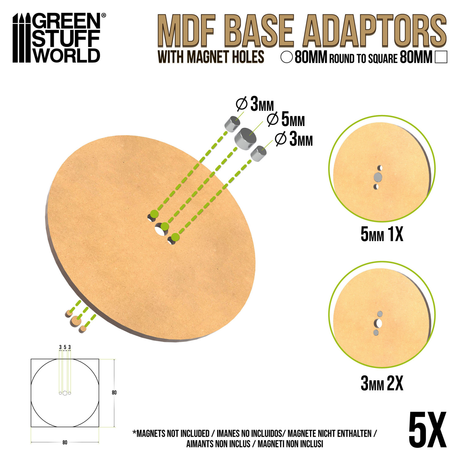 MDF Base adapter - Round 80mm to Square - GSW