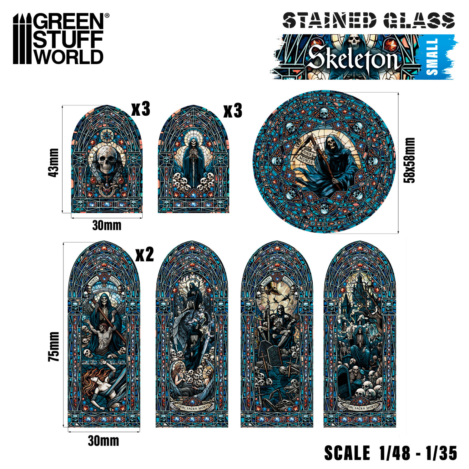 Miniature Skeleton Stained Glass - Small - GSW