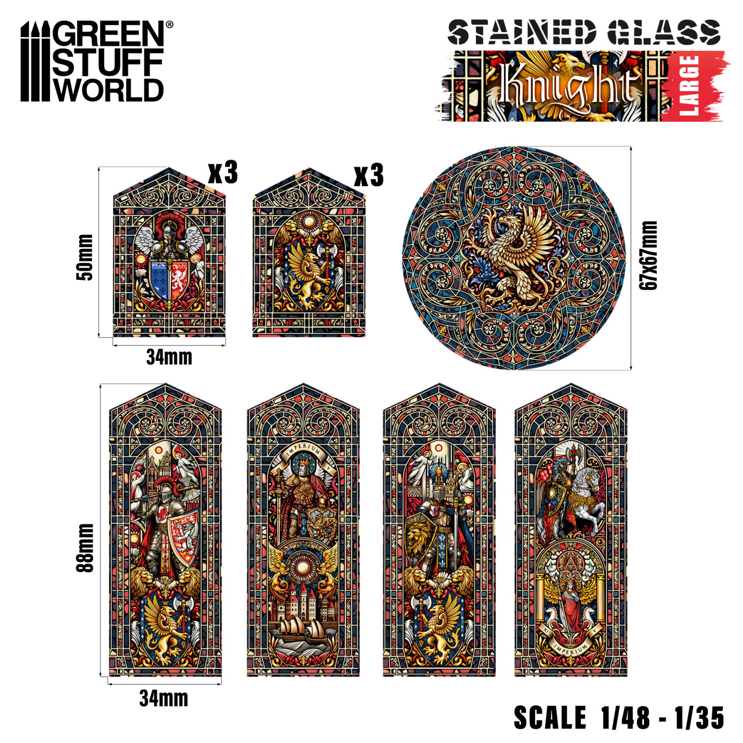 Miniature Knight Stained Glass - Large - GSW