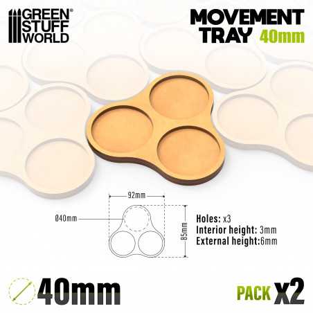 MDF Movement Trays 40mm x3 - Skirmish - GSW