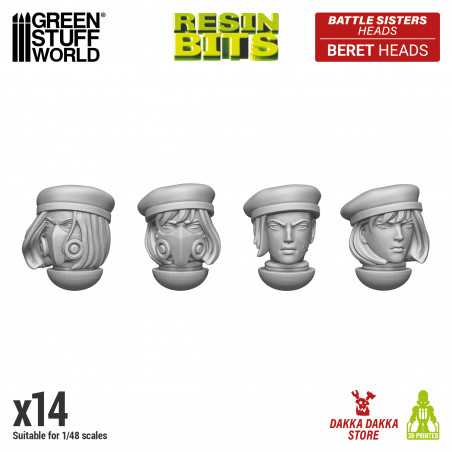 DakkaDakka Battle Sisters of Repentance Heads with berets 1:48 - GSW